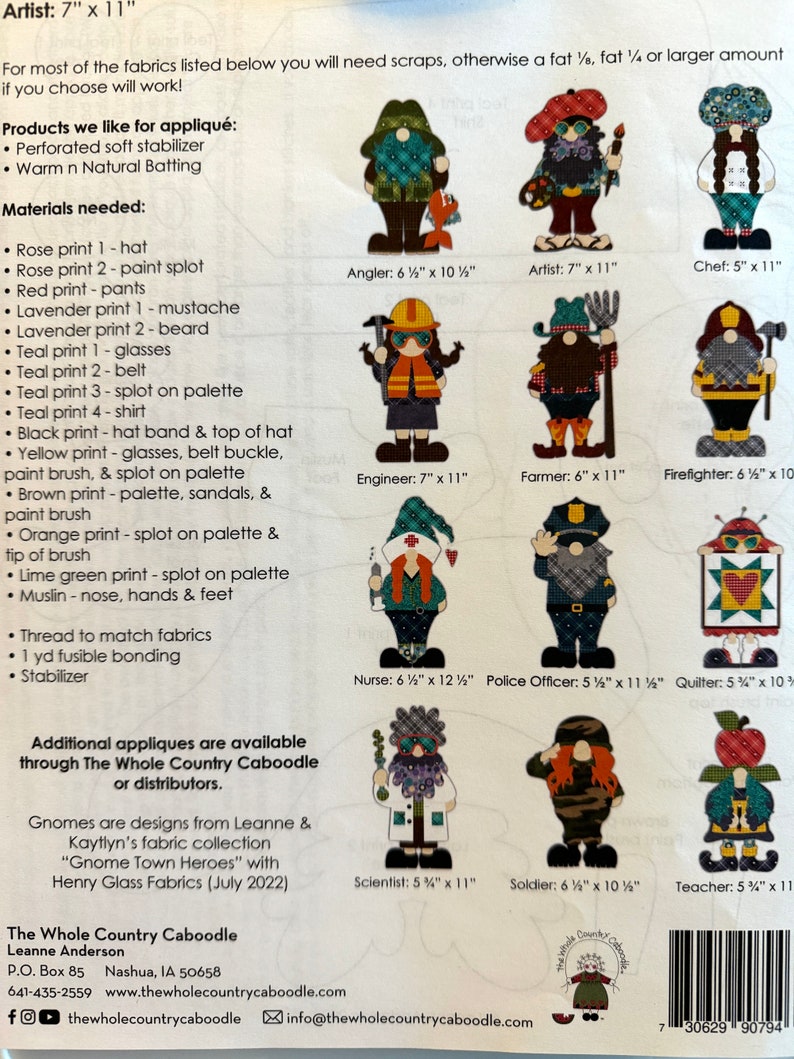 Artist Gnome Appliqué Pattern - Leanne Anderson 7x11 - Etsy