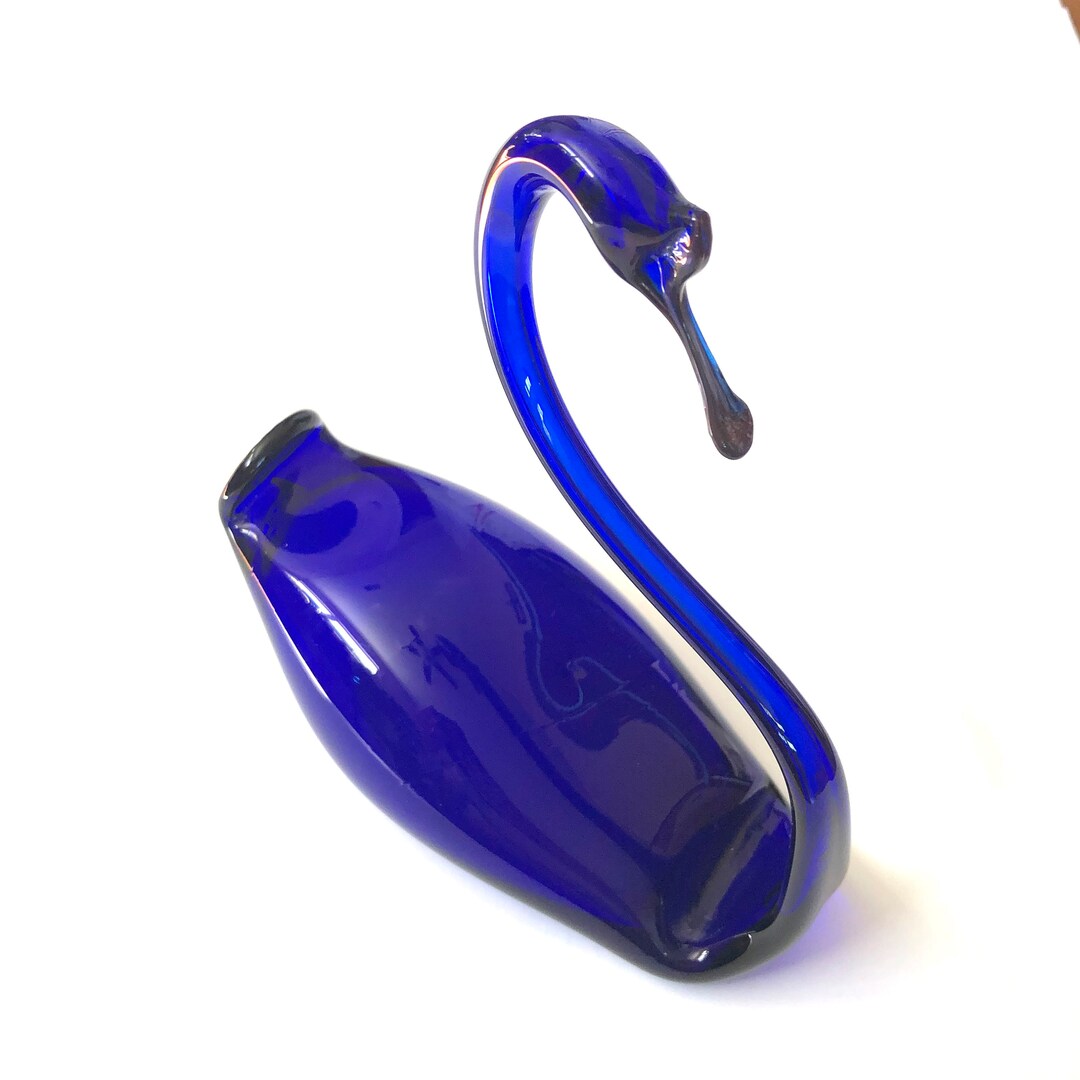 Vintage Large Cobalt Blue Glass Swan, Decorative Blue Glass - Etsy