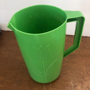 Vintage Green Tulip Pitcher With Handle & White Cover - Etsy