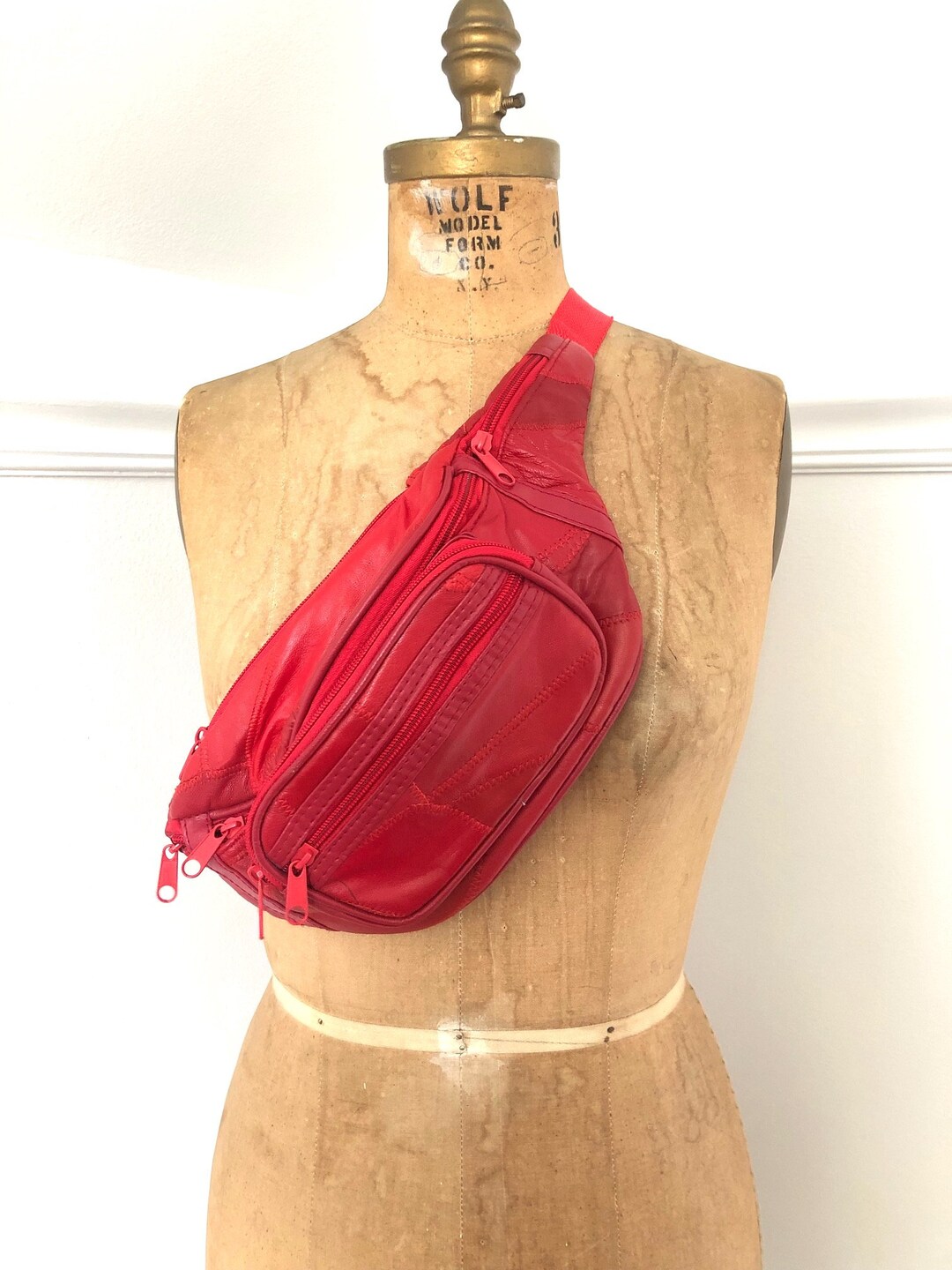 Vintage Red Leather Fanny Pack, Hip Sack or Crossbody Bag - Etsy