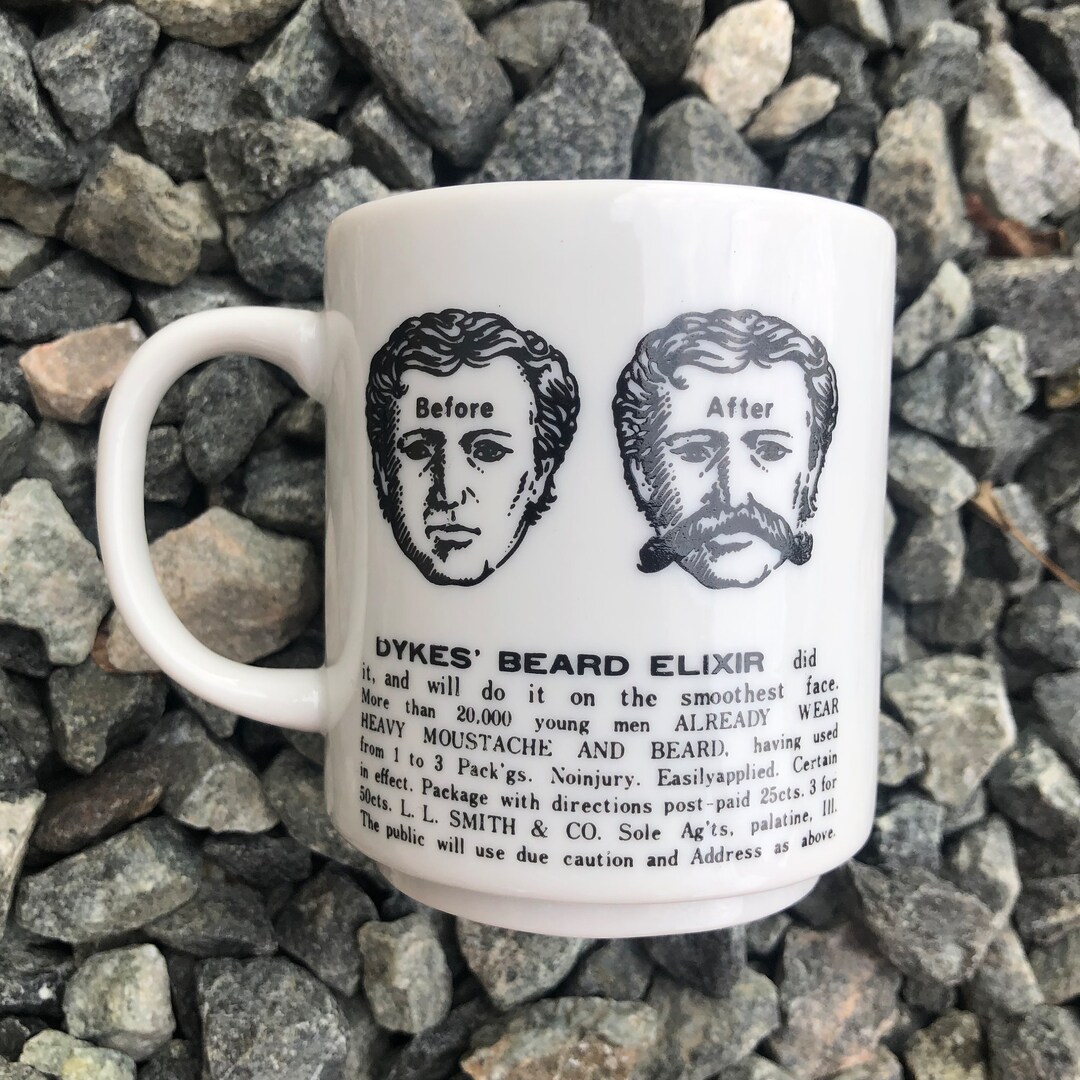 Vintage White Ceramic Dykes' Beard Elixir Mustache Mug - Etsy