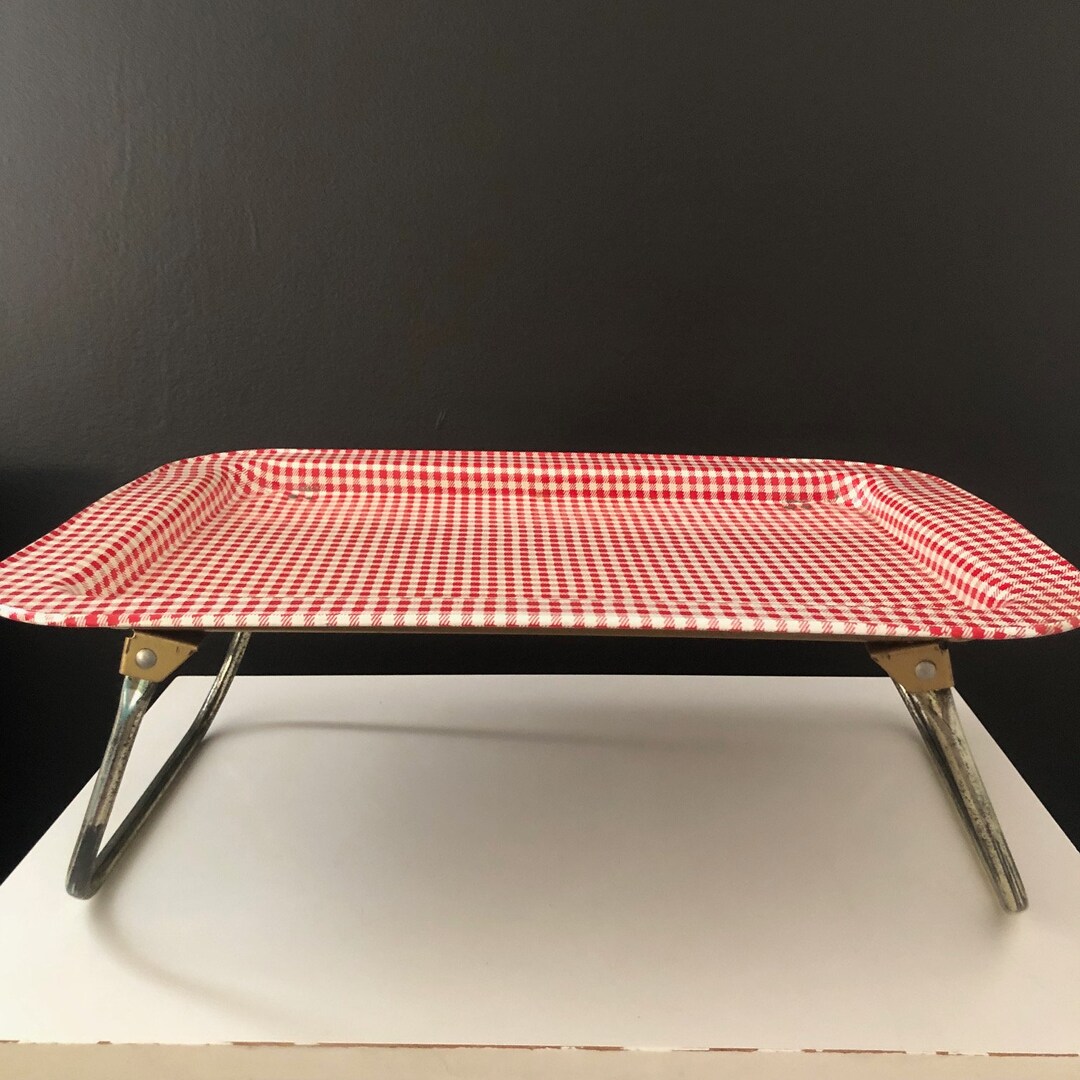 Red & White Gingham Metal Breakfast Tray With Foldaway Feet - Etsy