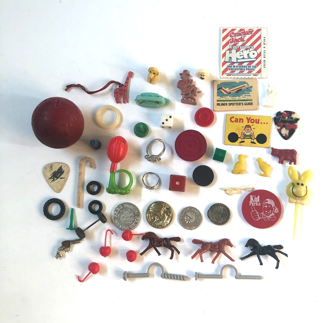 Vintage Lot of 50 Toys & Charms Lot, Junk Drawer Lot, Assemblage Craft ...