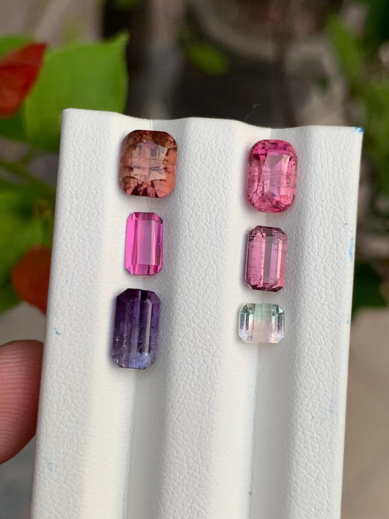 Natural Tourmaline Gemstone Parcel 7.80 Ct | 6-piece Pink Purple Multi ...