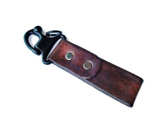 Customizable Leather Military Snap Hook Keychain | Etsy