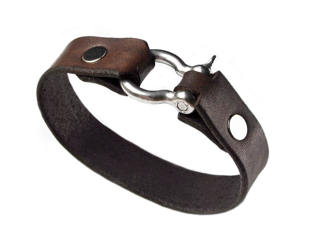 Customizable Leather Shackle Bracelet - Unique Handmade Gift - Gift ...