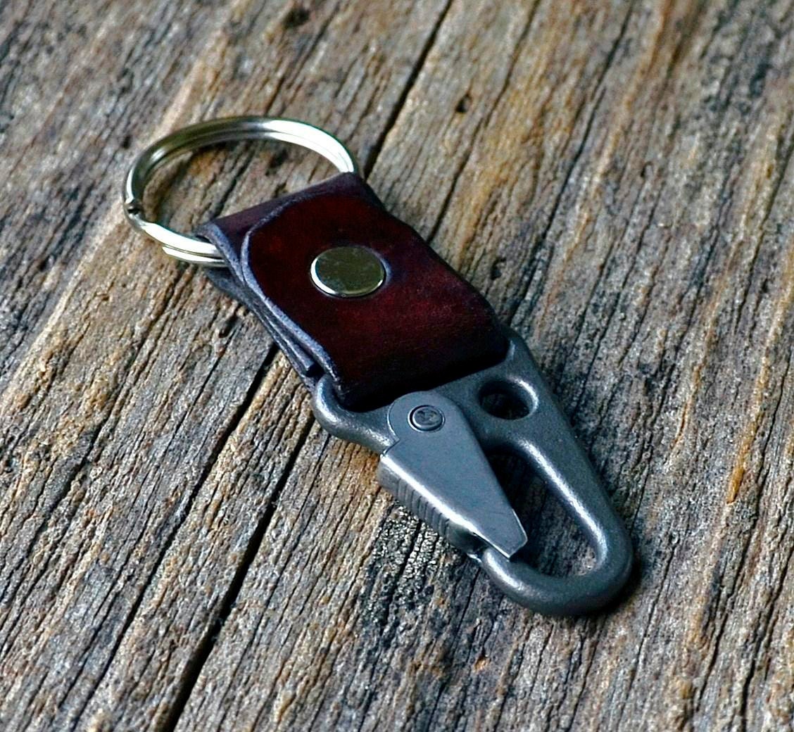 Customizable Leather Military Snap Hook Keychain | Etsy