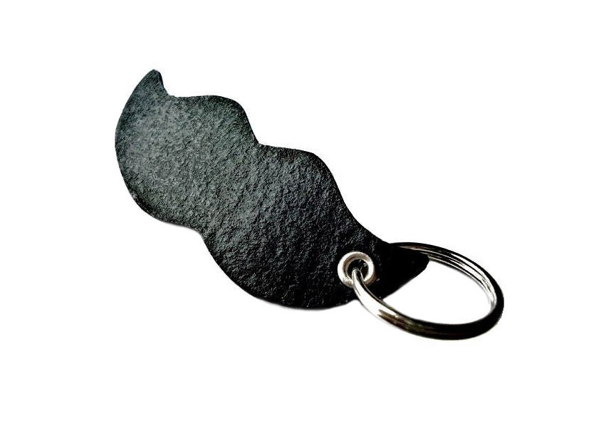 Customizable Leather Mustache Keychain - Unique Handmade Gift - Gift ...