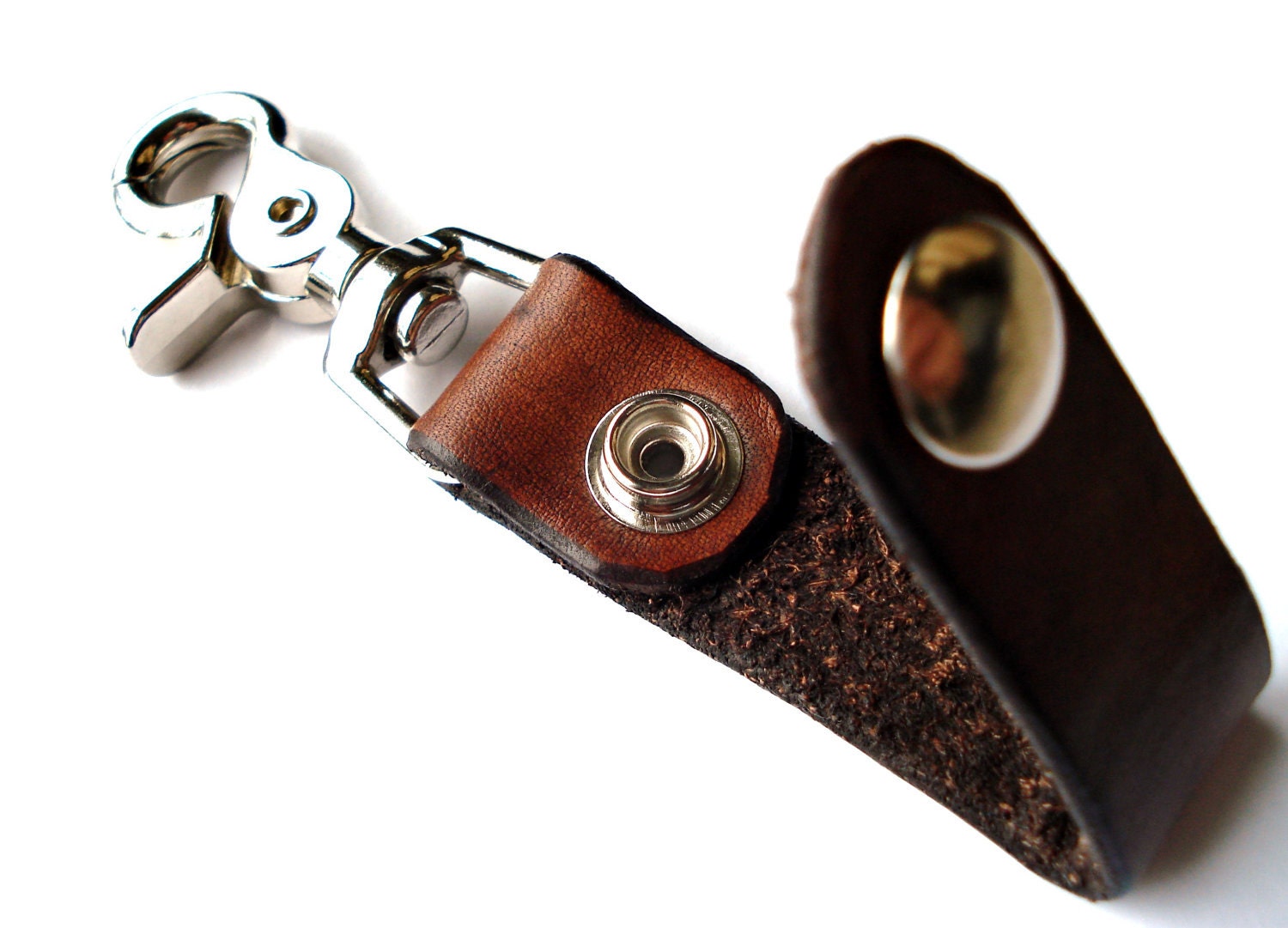 Customizable Leather Trigger Snap Keychain - Etsy