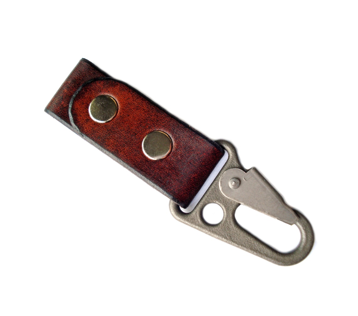 Customizable Leather Military Snap Hook Keychain | Etsy