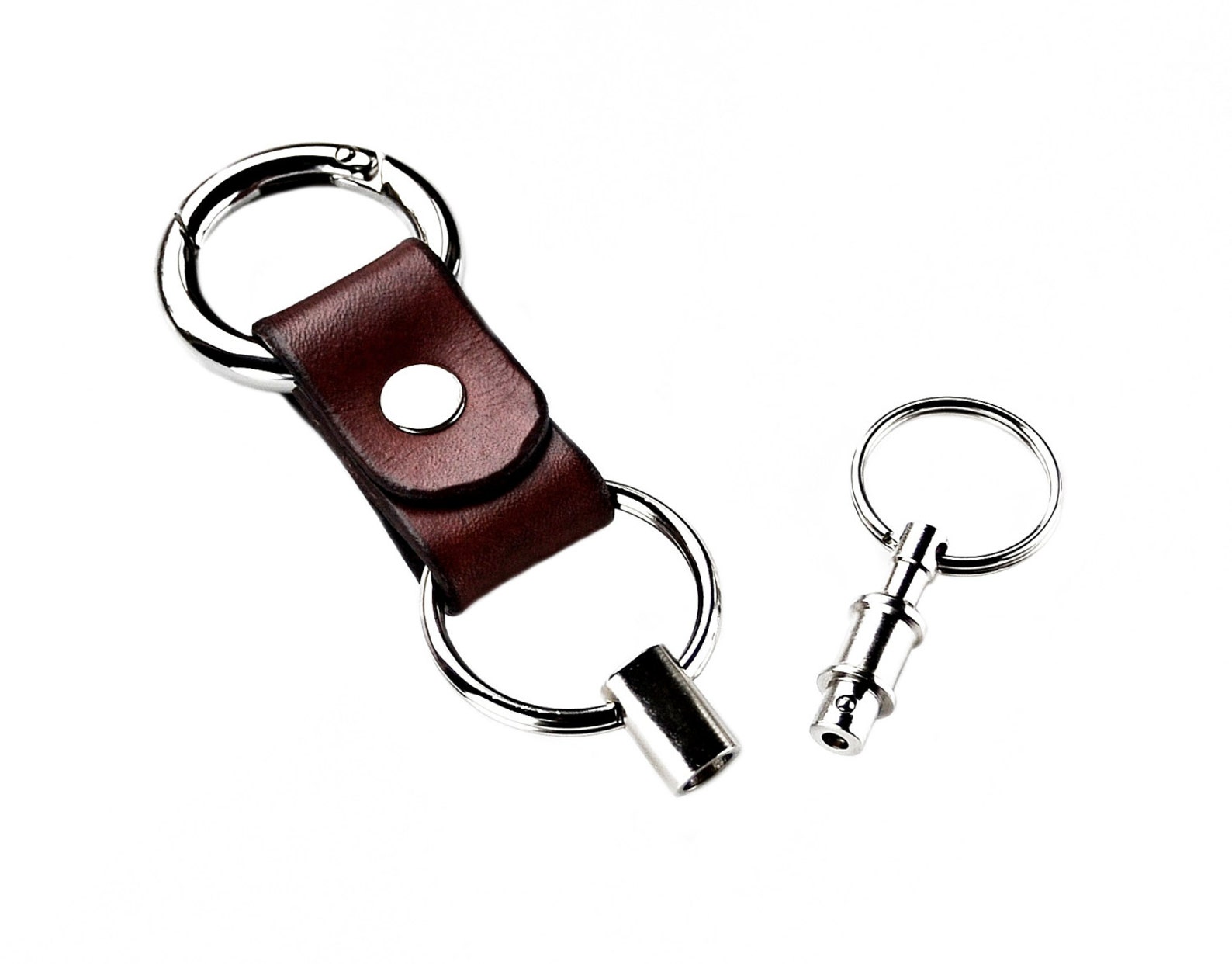 Customizable Leather Carabiner Keychain With Detachable Key - Etsy