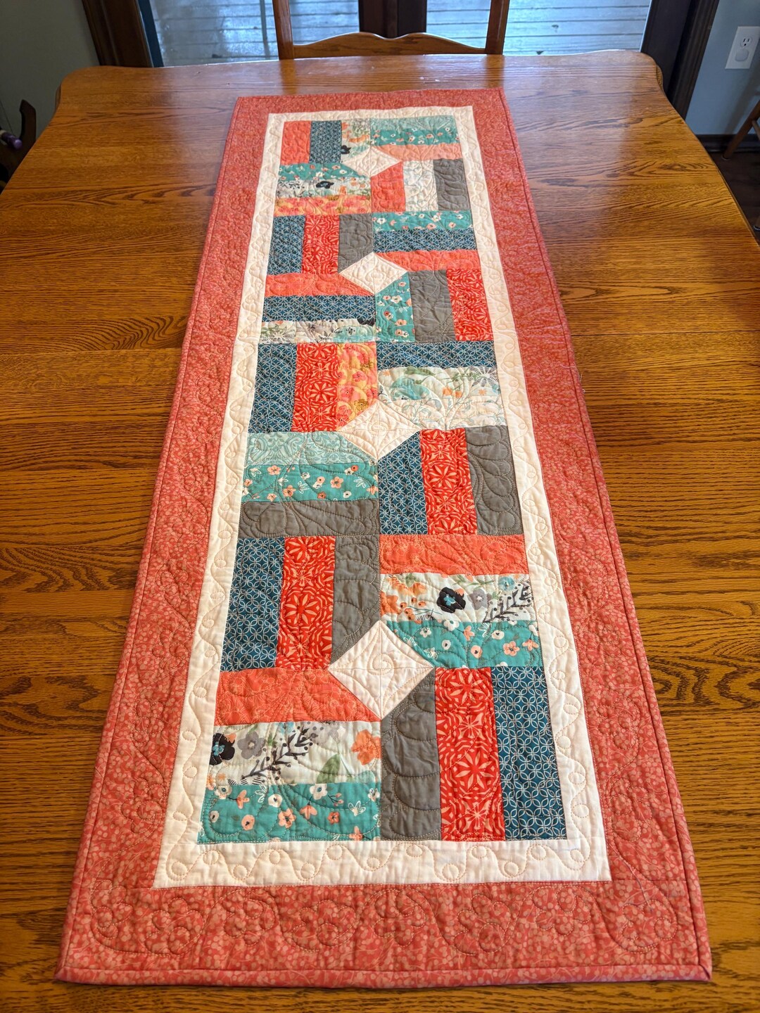 Teal Melon and Blue Extra Large Table Runner - Etsy