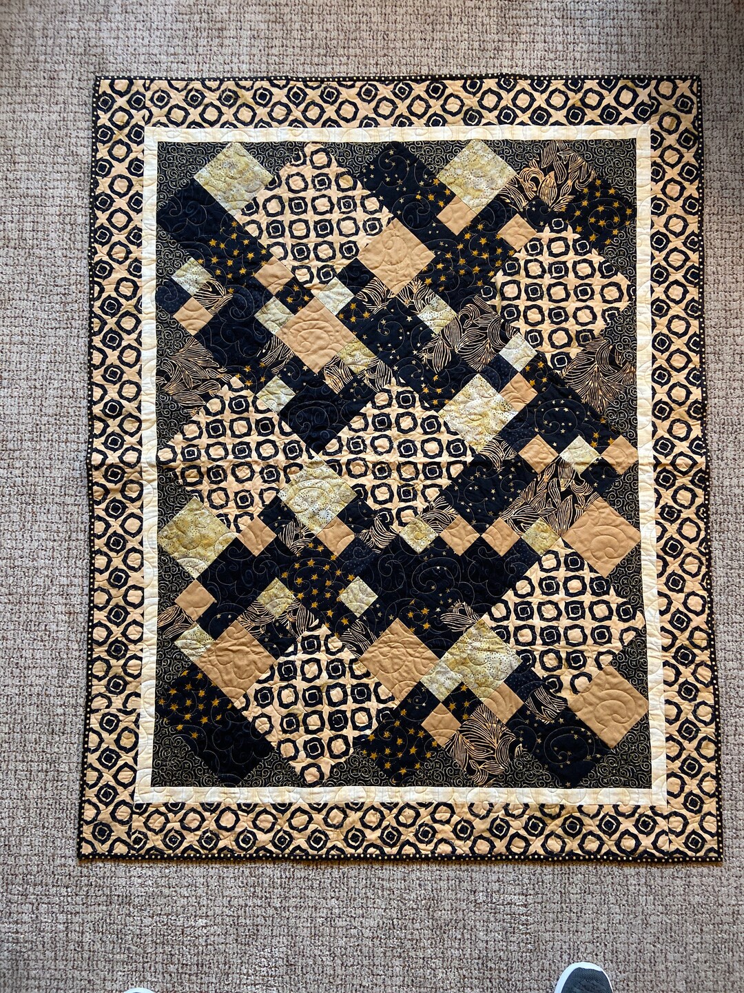 Black, Gold and Cream Contra Dance Quilt - Etsy