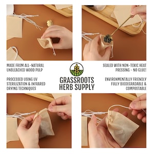 Unbleached Disposable Tea Filter Bags With Drawstring | All Natural ...