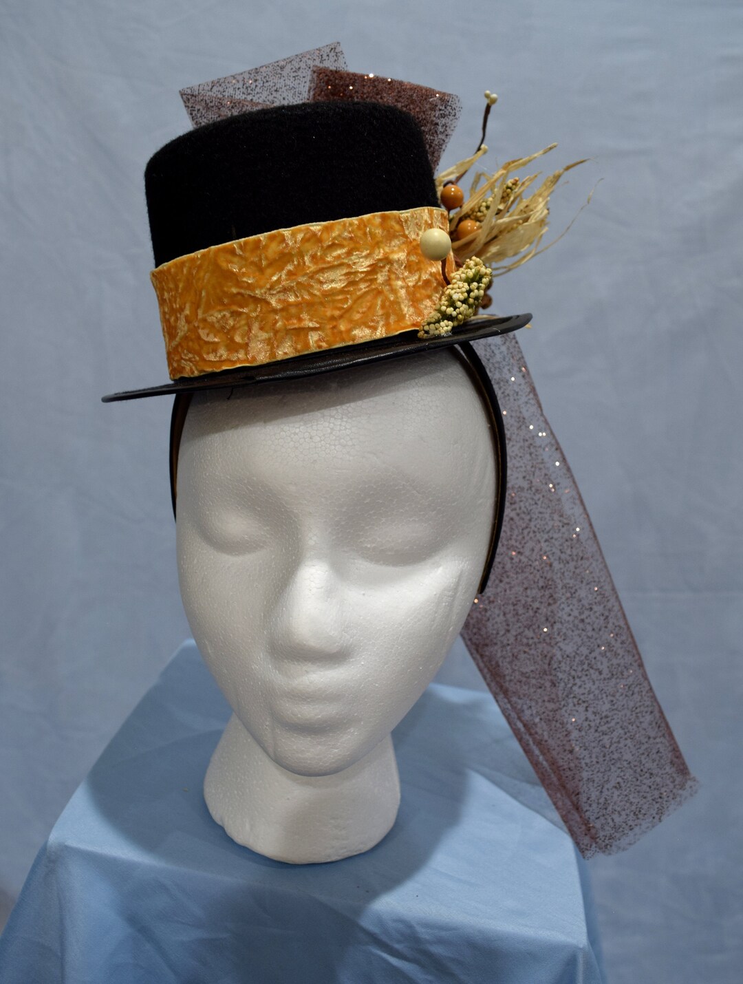 Warm Harvest Velvet Mini Top Hat - Etsy