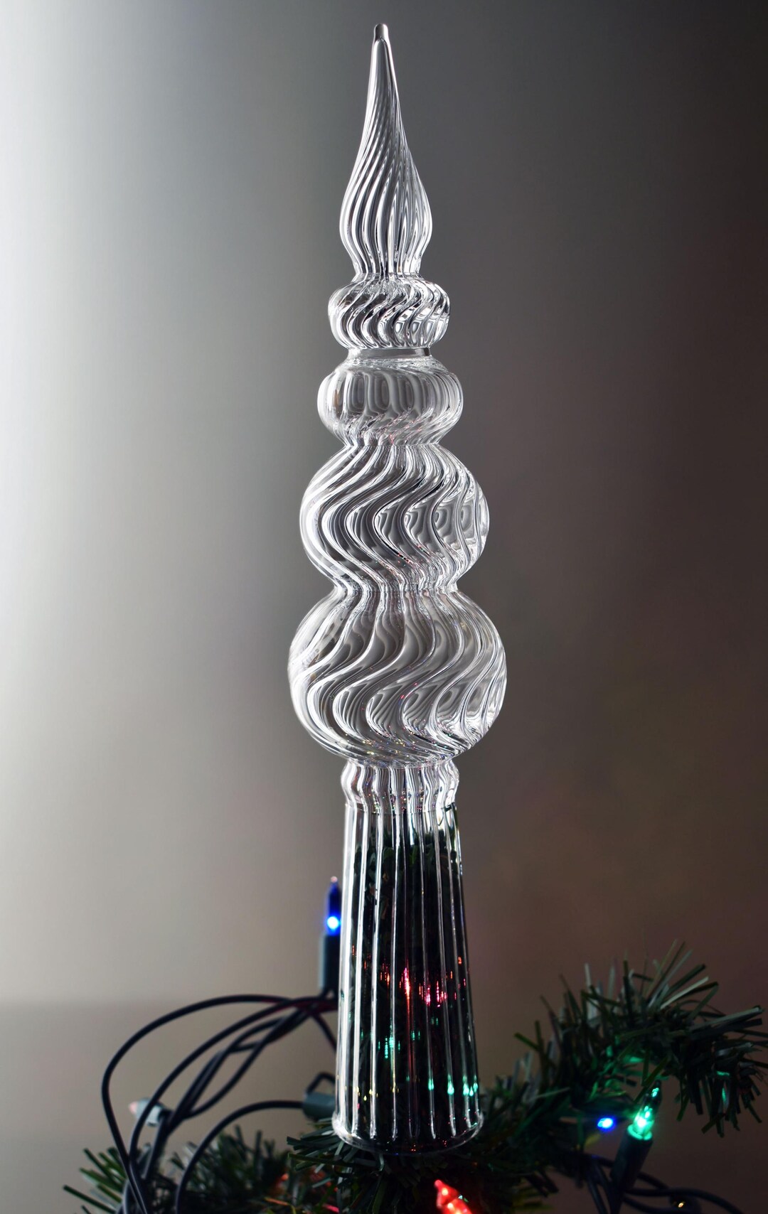 Hand Blown Glass Tree Topper Clear - Etsy