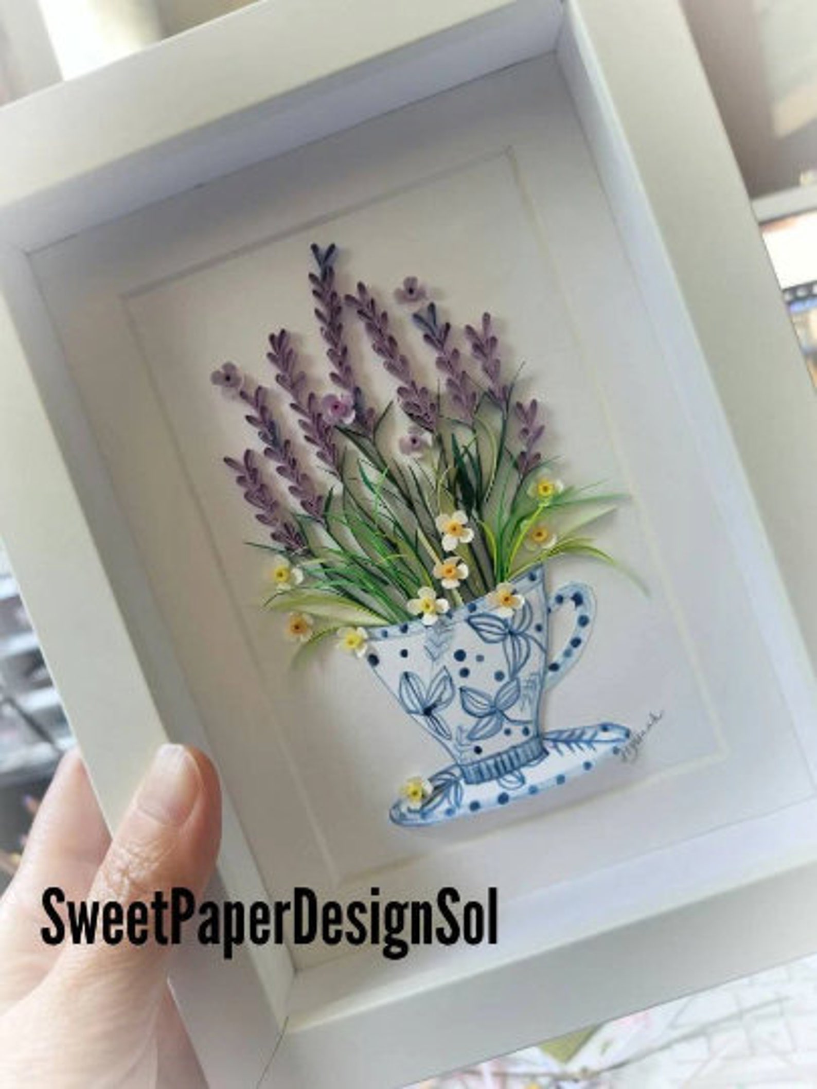 Paper Quilling Art by Hyunah Yi/ Lavender Flower Teacup | Etsy