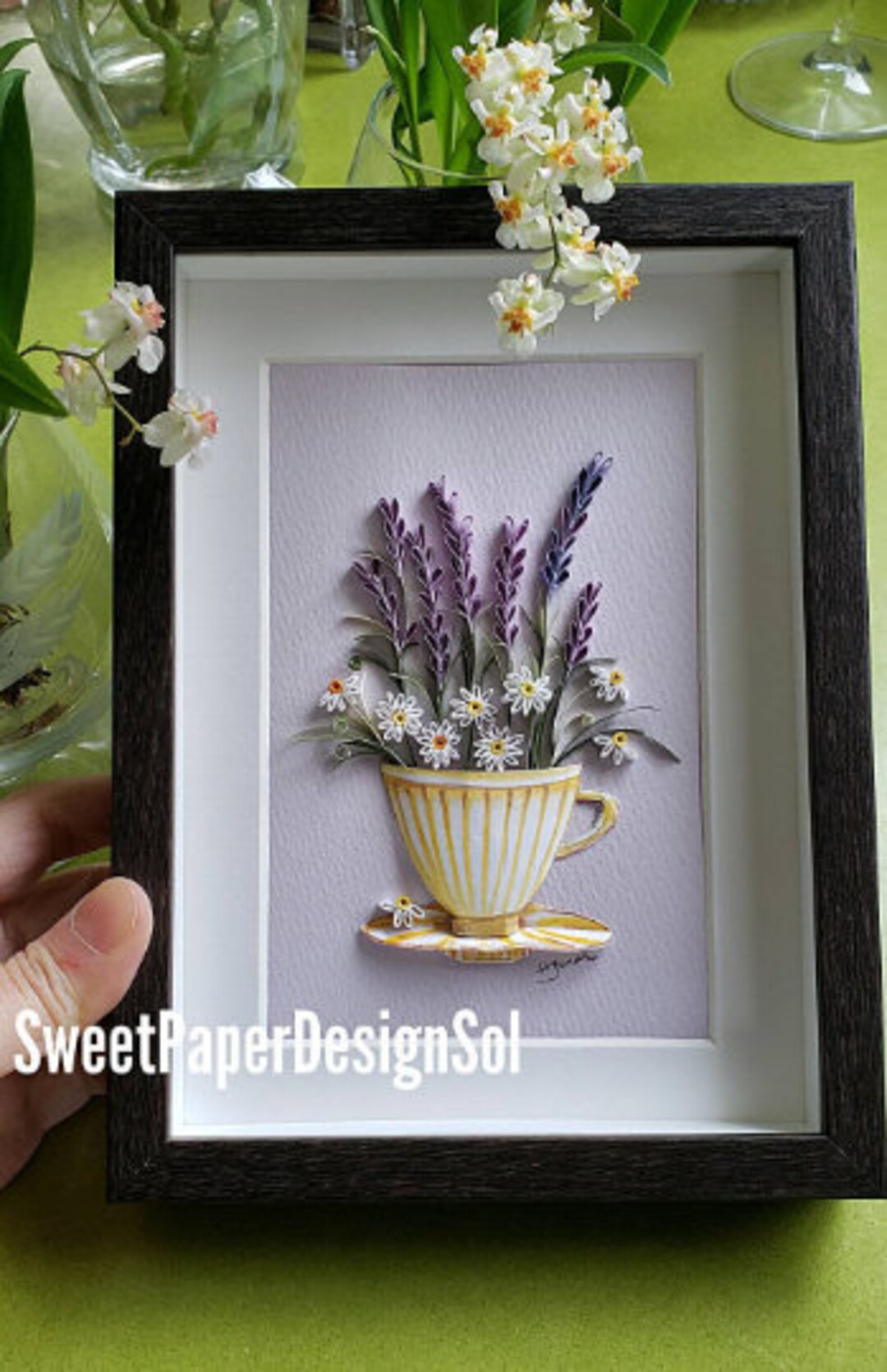 Paper Quilling Art by Hyunah Yi/teacup Flower Art/lavender&daisy Flower ...
