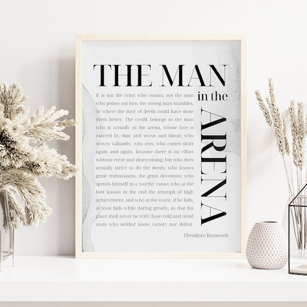 Theodore Roosevelt Poster Man in the Arena - Etsy