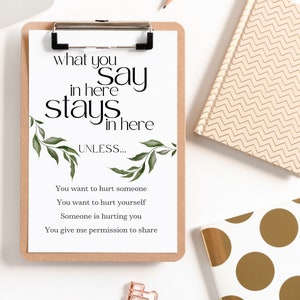 Confidentiality Poster Therapy Office Decor Printable School Counselor ...