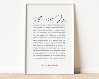 Edgar Allan Poe Printable Junk Journal Decor, Annabel Lee Poem Poster ...