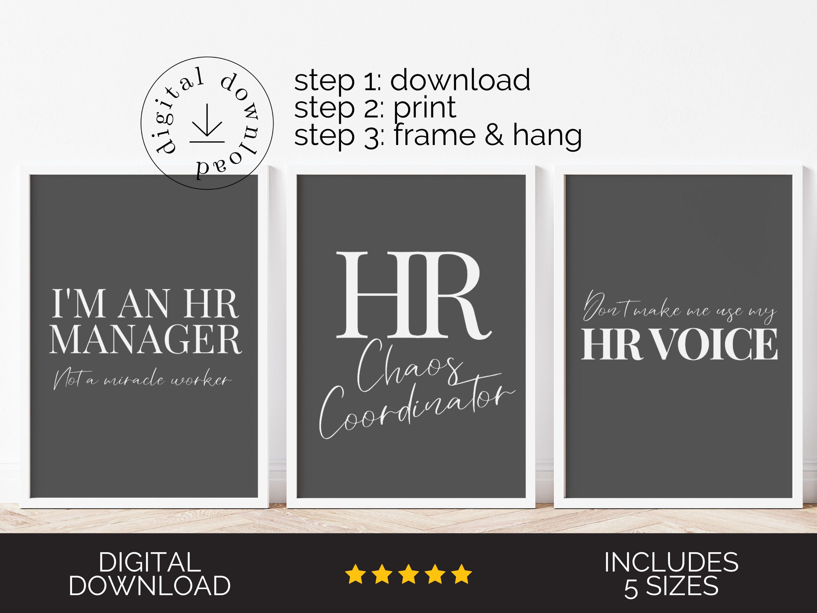 Human Resources Office Decor Bundle HR Office Wall Art for Women Funny ...