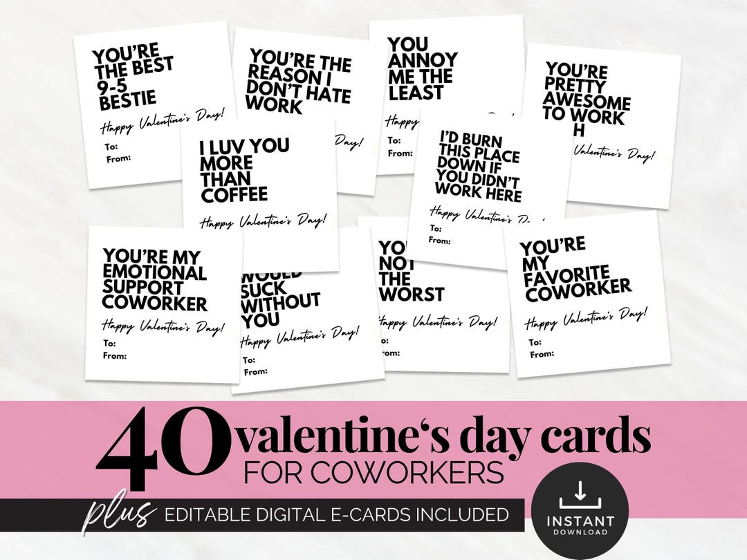 Valentine Cards for Coworkers Printable Valentines Day Cards for ...