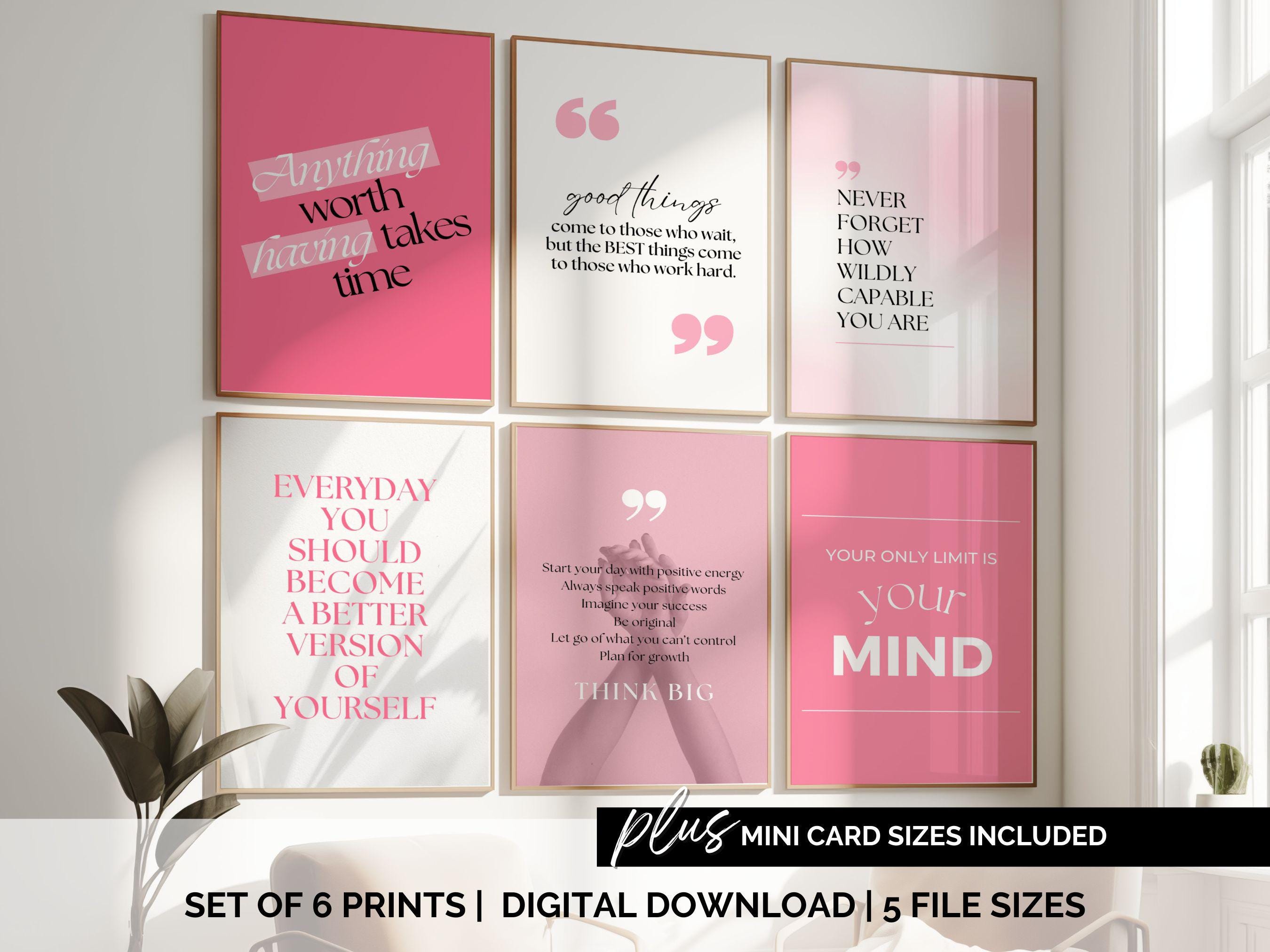 Hot Pink Wall Art Print Set of 6 Feminine Office Wall Decor Pink ...
