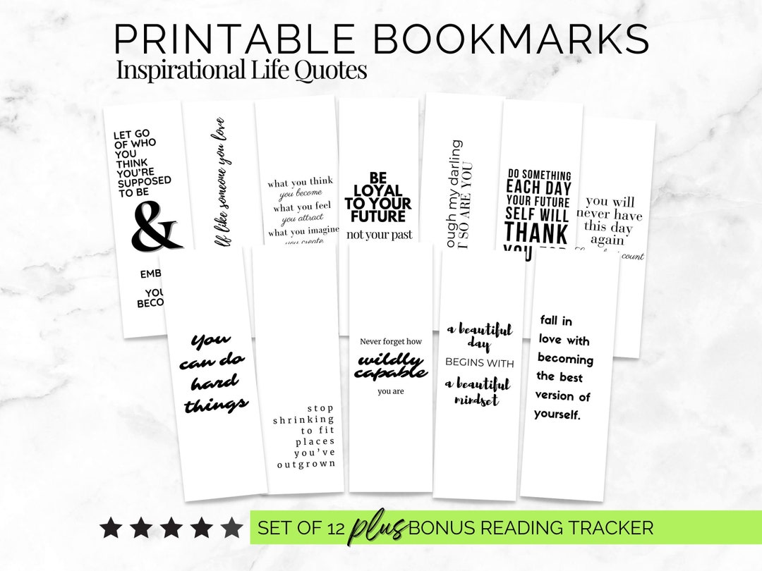 Printable Bookmarks With Inspirational Quote, Motivational Quote ...