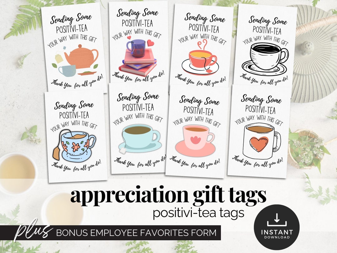 Positivi-tea Gift Tag Tea Basket Gift Printable Tea Thank You Tag ...