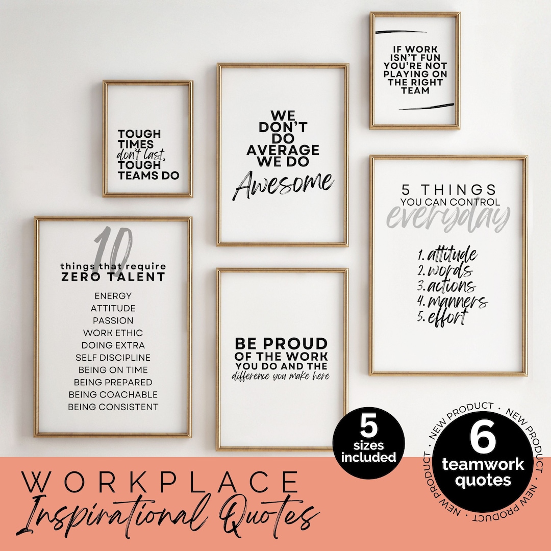 Motivational Posters for Office Wall Art, Teamwork Wall Decor Bundle ...