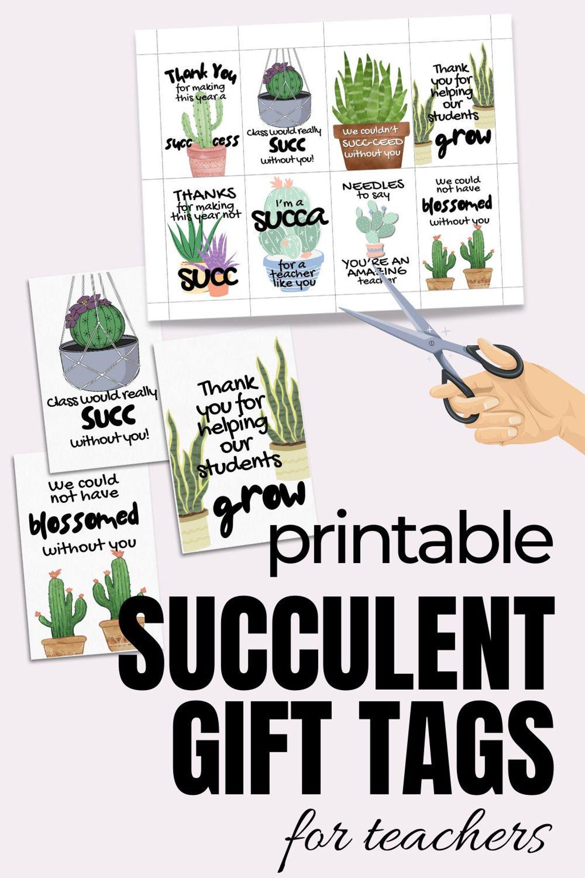 Succulent Gift Tag for Teacher Appreciation Gift Teacher Pun Thank You ...