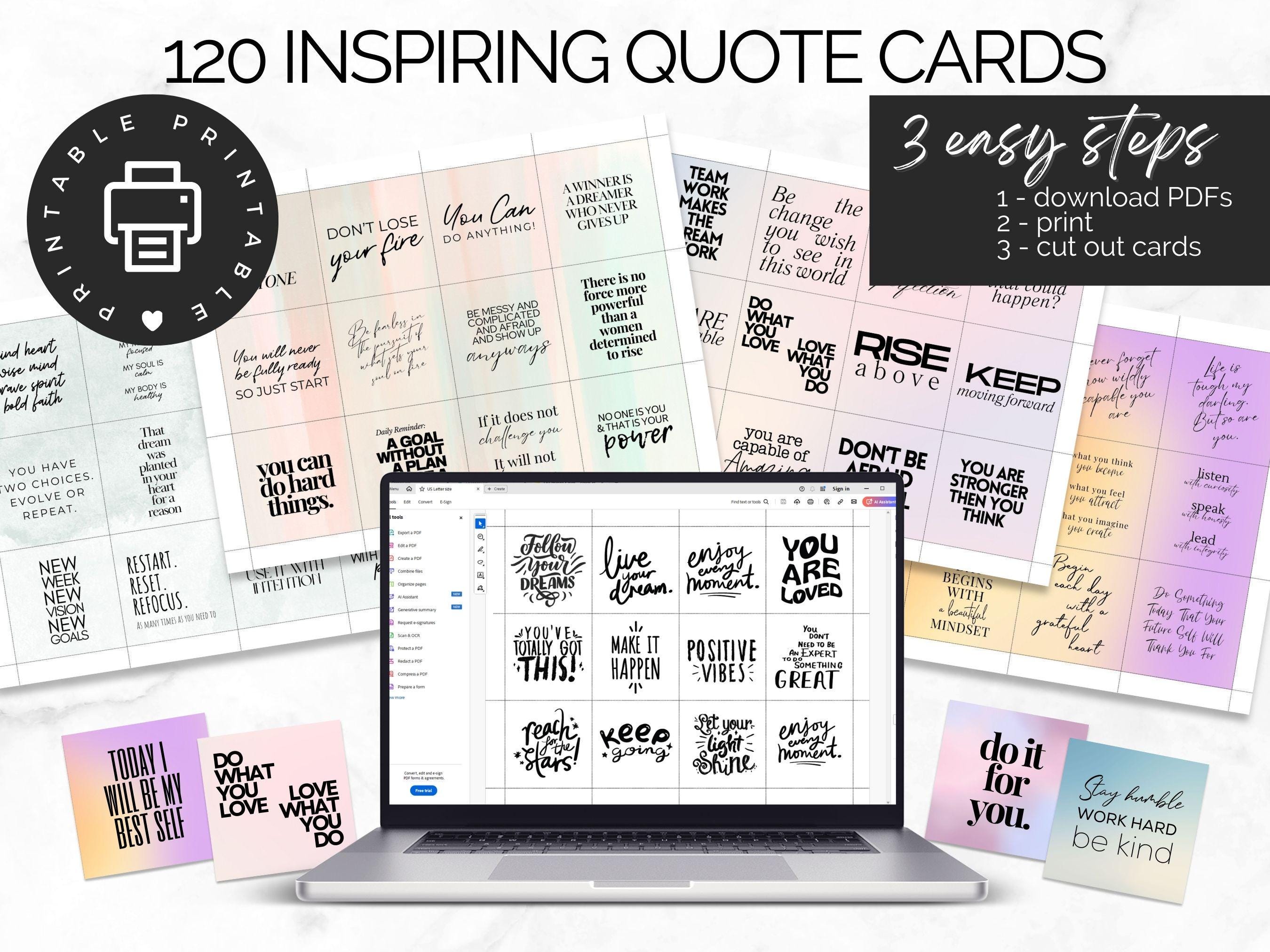 Quote Cards Deck Positive Quote Flash Cards Printable Positive Sayings ...