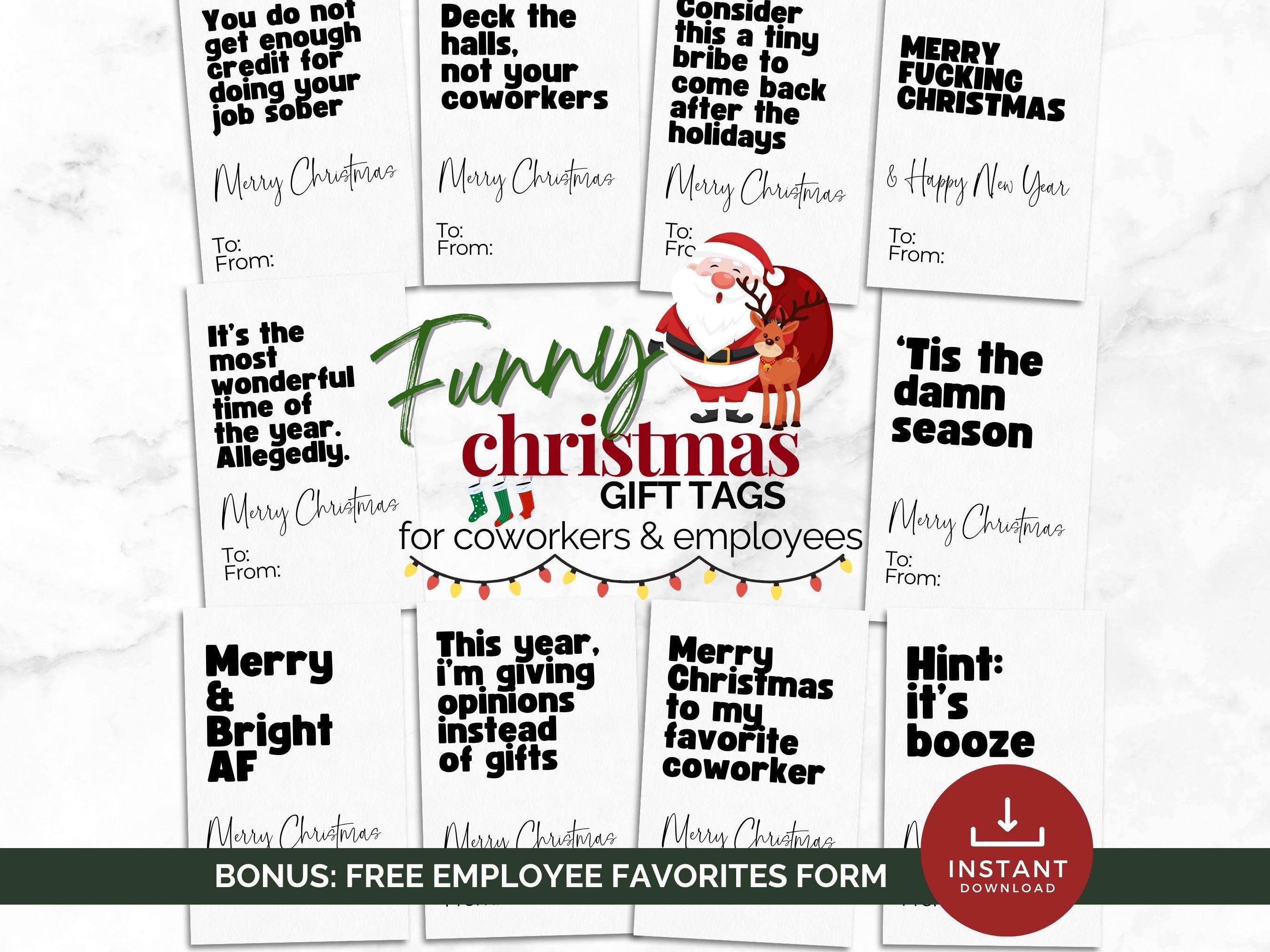 Coworker Christmas Gift Tags Office Staff Xmas Gift Sarcastic Holiday ...