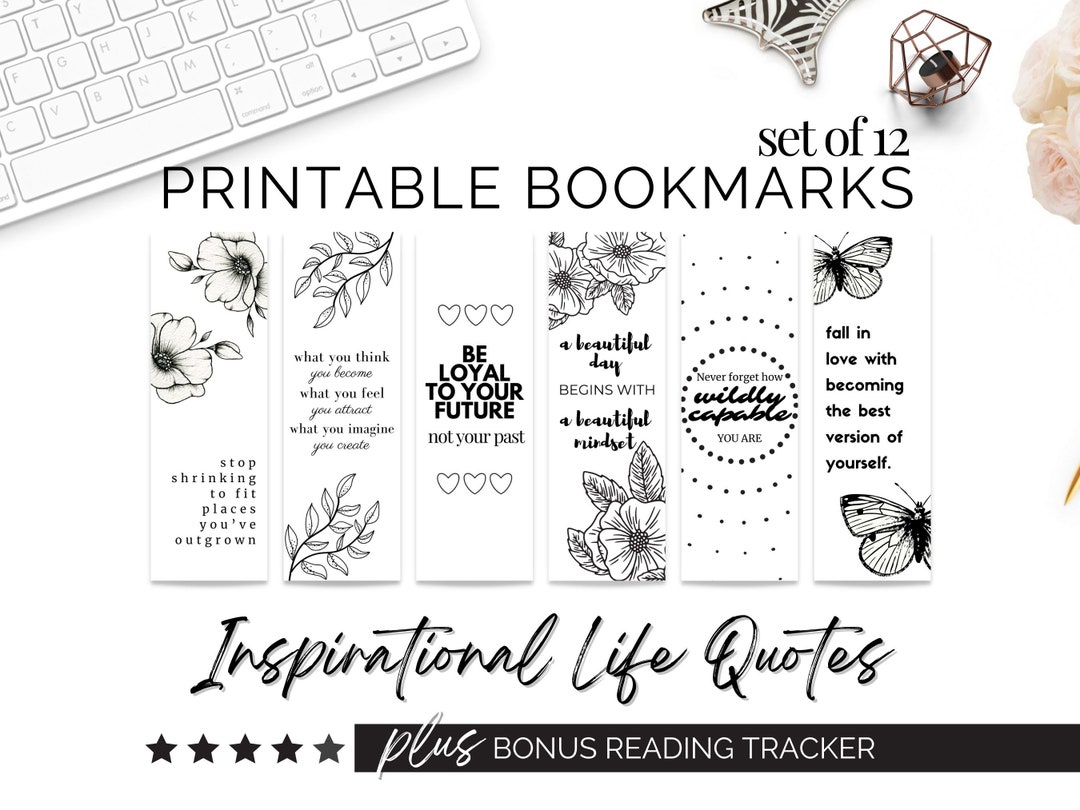 Motivational Quote Bookmark Printables, Digital Bookmarks With ...