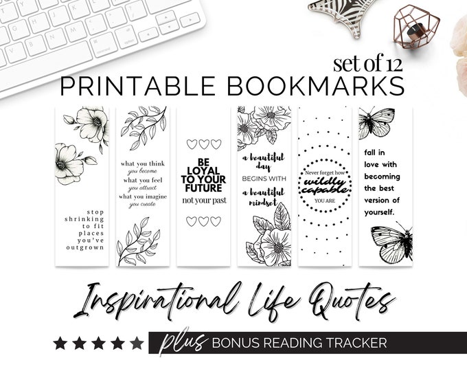 Motivational Quote Bookmark Printables, Digital Bookmarks With ...