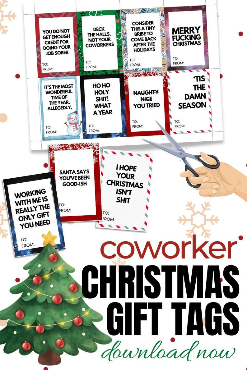 Funny Christmas Cards for Employees Sarcastic Christmas Gift Tags ...