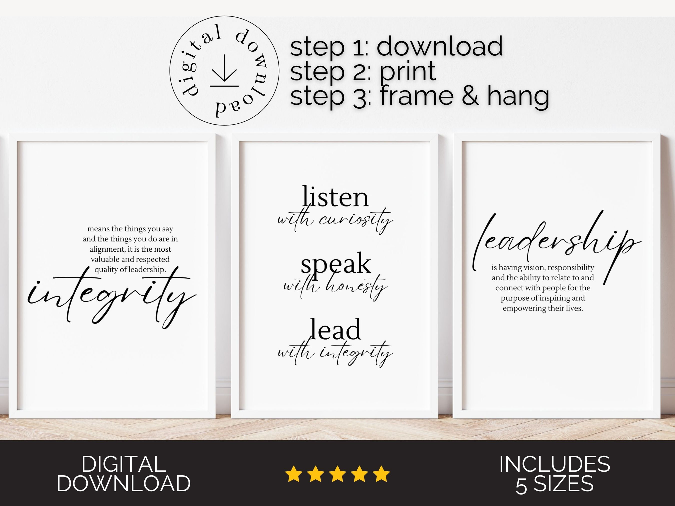 Leadership Quote Set of 3 Prints Office Decor Women Team Leader Gift ...