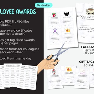 Staff Appreciation Printable Bundle, Funny Employee Award Certificates ...