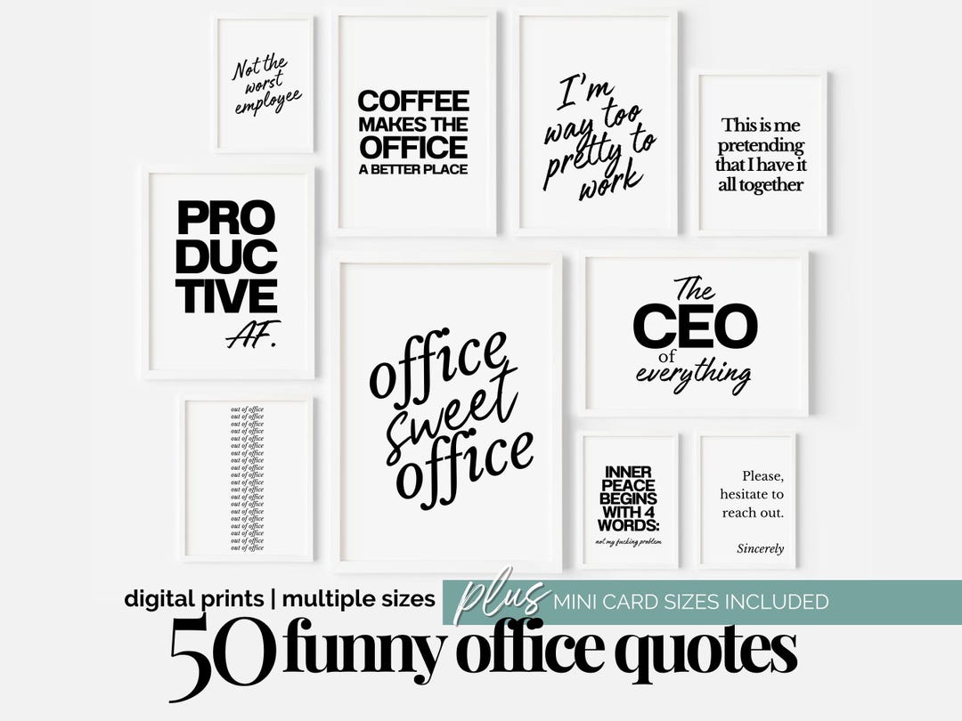 Sarcastic Office Wall Quote Bundle Funny Workplace Poster Set Swear ...