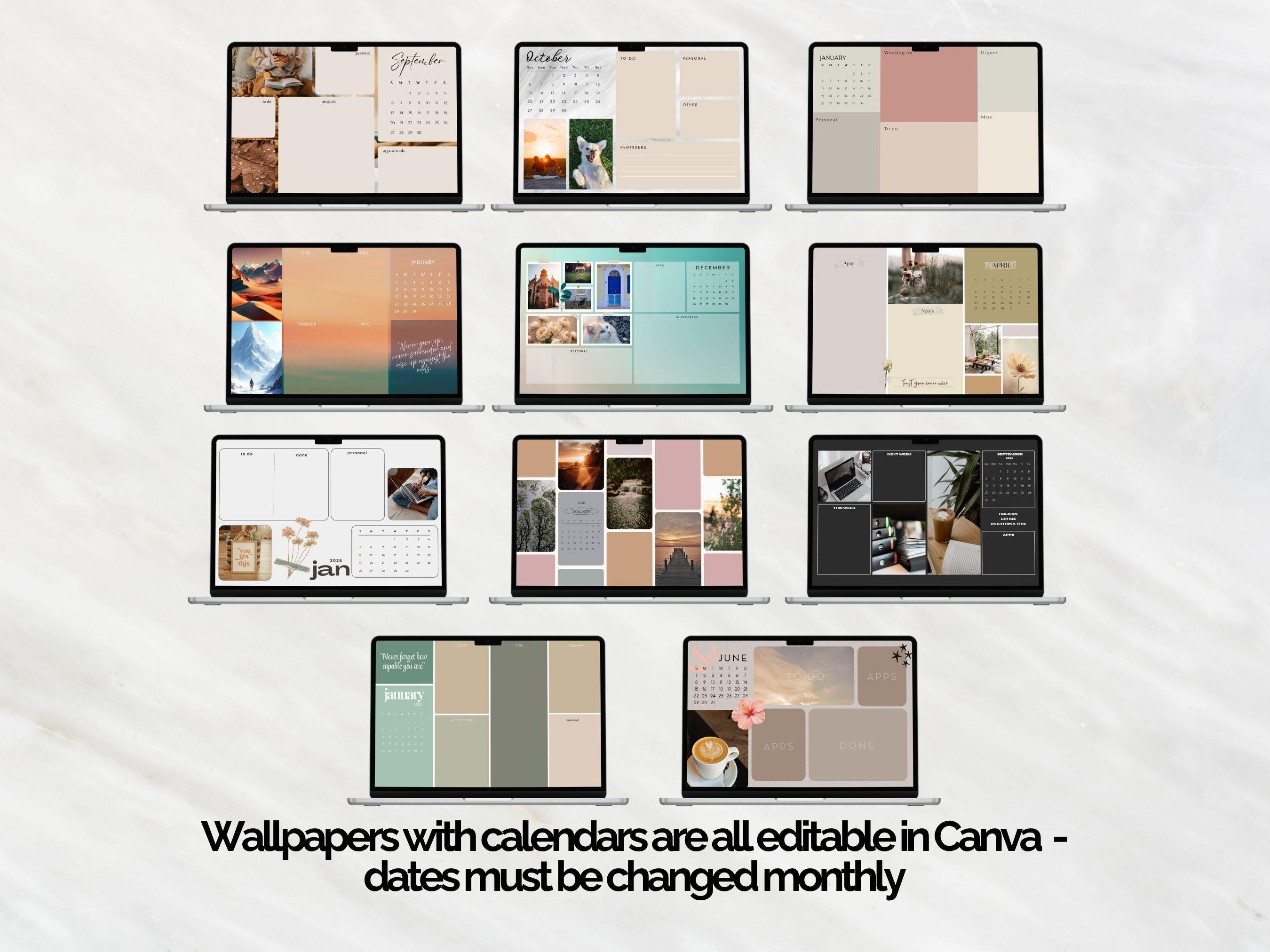 Custom Desktop Organizers, Editable Desktop Wallpaper Template Bundle ...