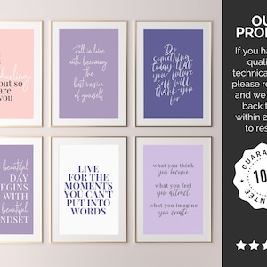 Purple Gallery Wall Decor Bundle, Purple Wall Art Print Set of 6 ...