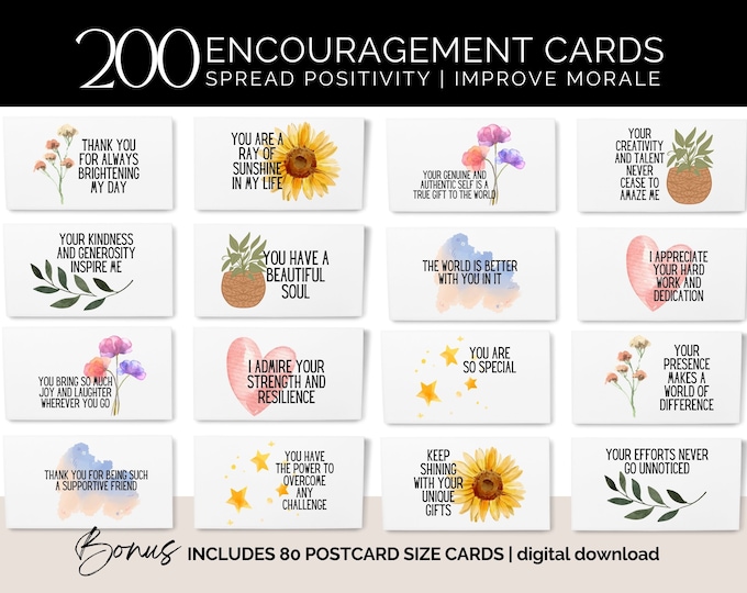 Notes of Encouragement Cards Inspirational Quote Cards Positive ...