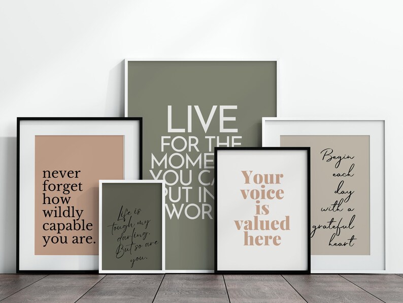 Printable Neutral Office Wall Art, Beige & Green Gallery Set ...