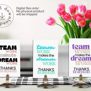 Teamwork Makes Dream Work Tags, Thanks for All You Do, Office Employee ...