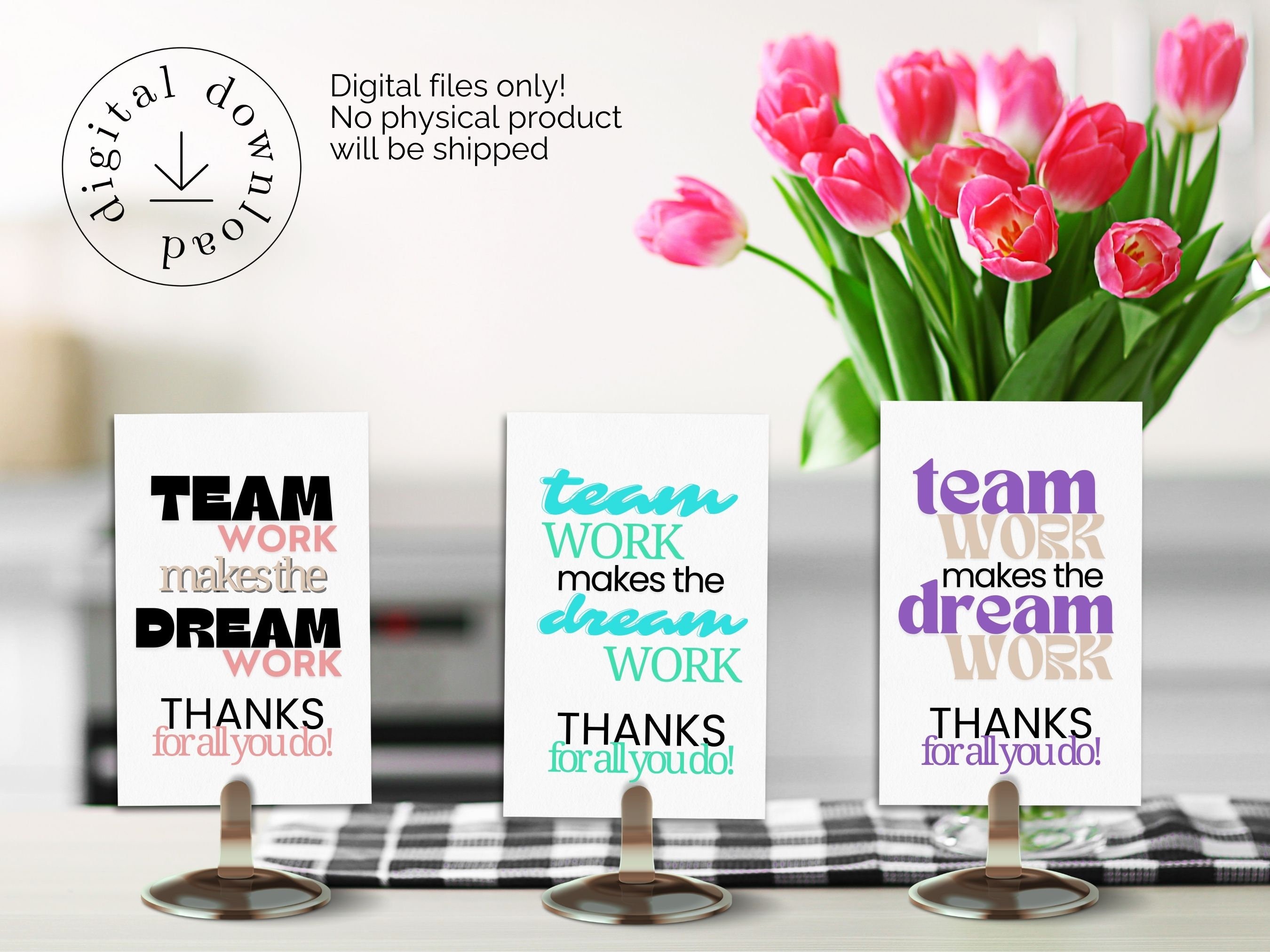 Teamwork Makes Dream Work Tags, Thanks for All You Do, Office Employee ...