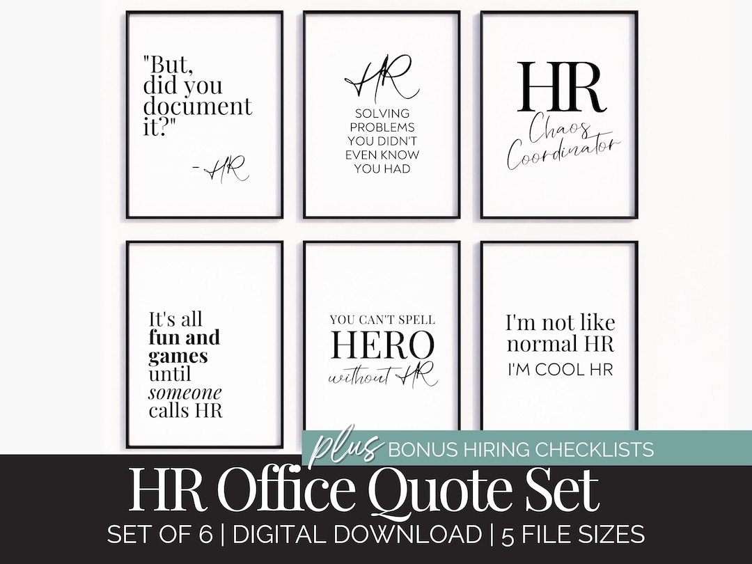 Human Resources Quote Wall Art Prints HR Poster Bundle HR Manager ...