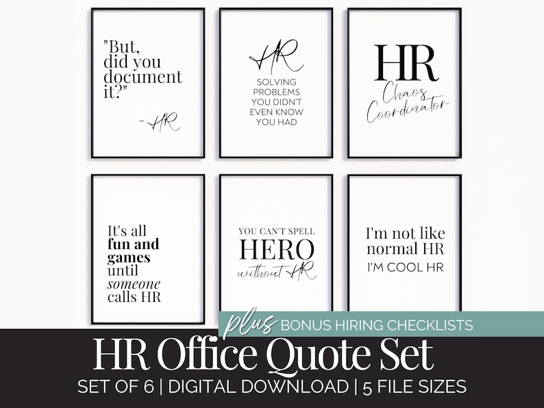 Human Resources Quote Wall Art Prints HR Poster Bundle HR Manager ...