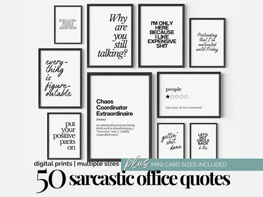 Office Wall Art Funny Office Print Bundle Sarcastic Workplace Poster ...