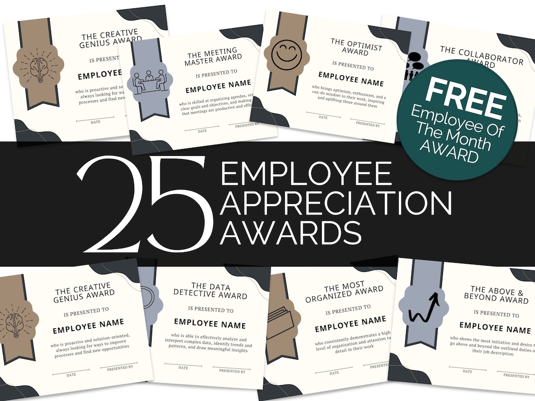 Employee Appreciation Award Certificates Employee Recognition - Etsy